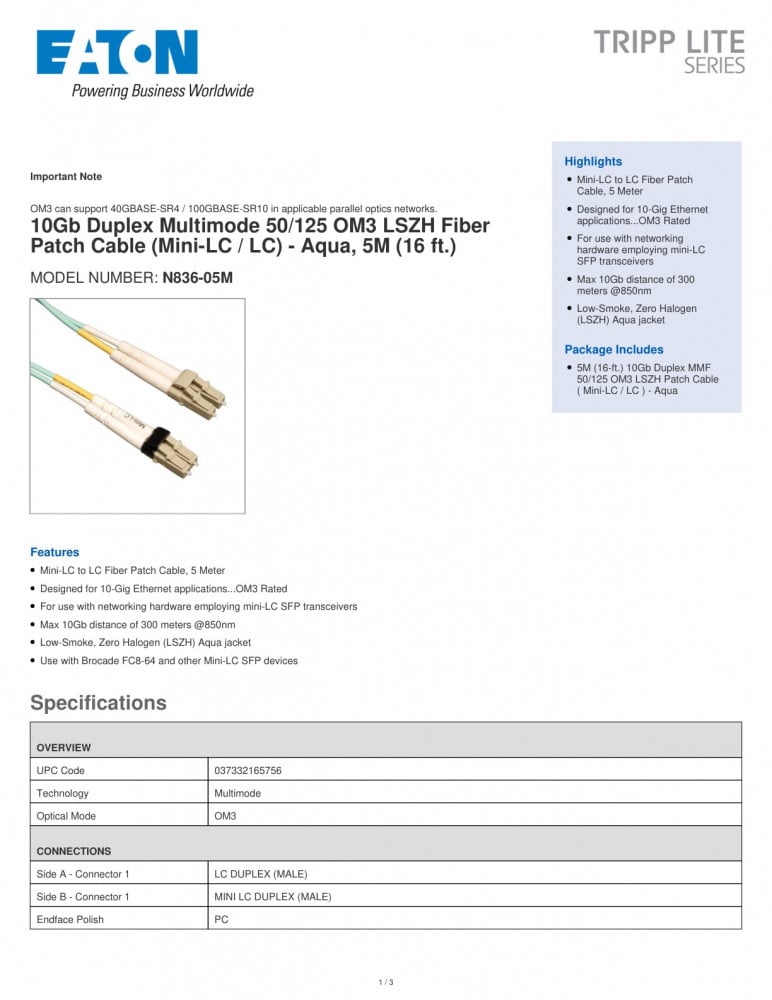 N836-05M technical document page 1