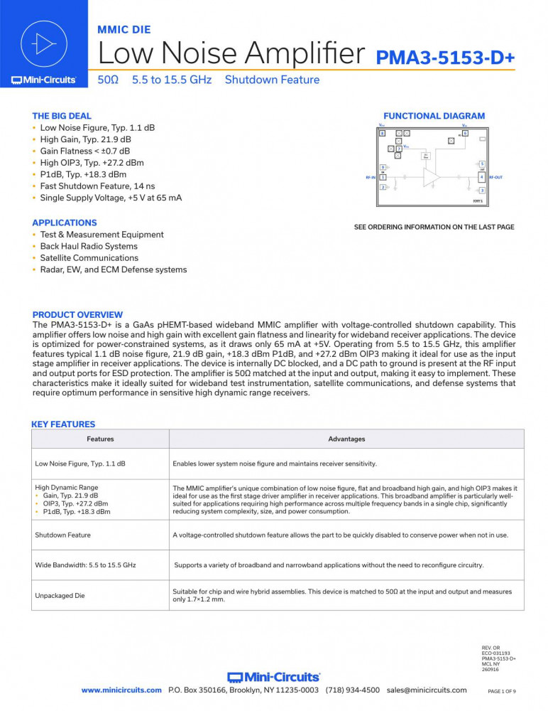 PMA3-5153-DG+ specification document preview, page 1