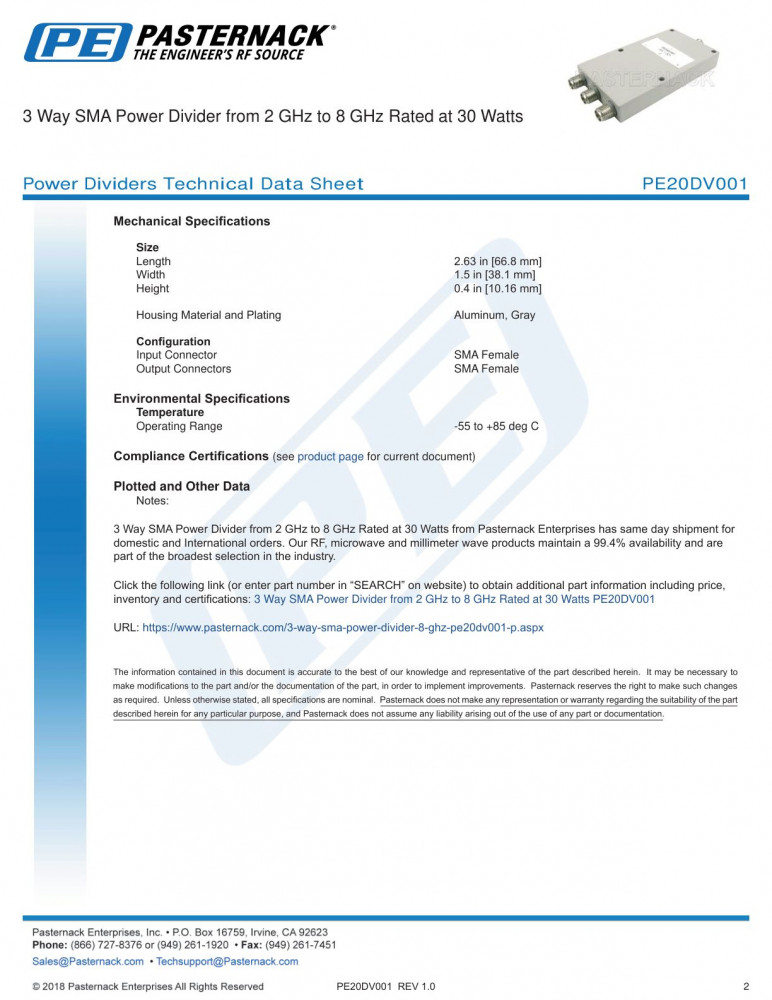 PE20DV001 technical document page 2