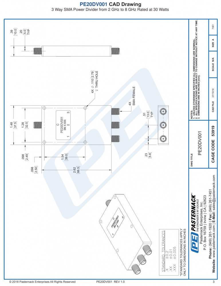 PE20DV001 technical document page 3