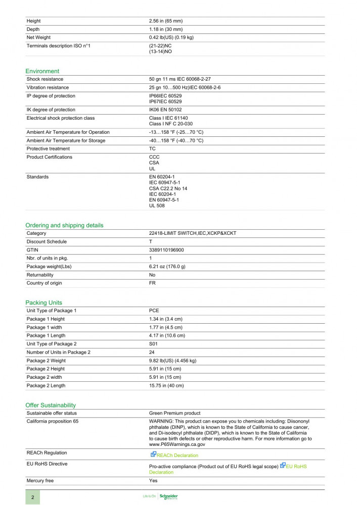 XCKD2127P16 technical document page 2