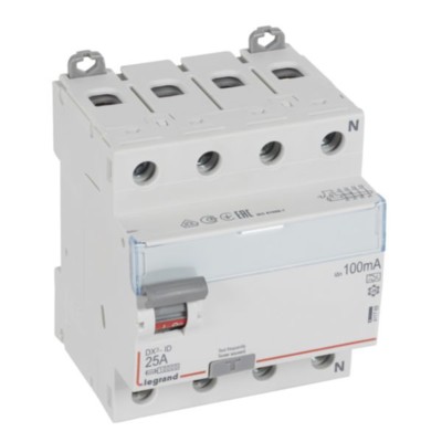 DX³ - RCCB 4P 40A 100mA F type - 400V AC residual current protection - Short-time delayed tripping - DIN rail mounting IP20