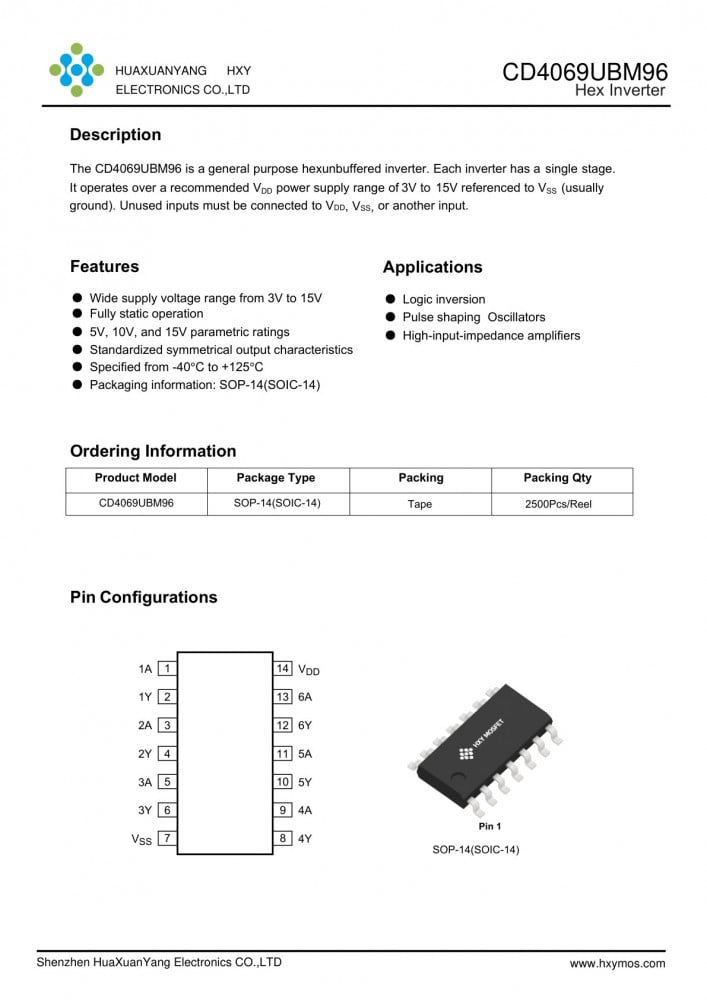 CD4069UBM96-HXY datasheet page 1