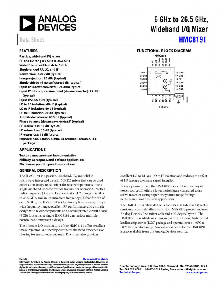 HMC8191 datasheet page 1