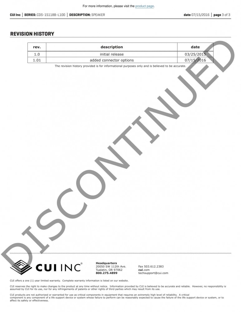 CDS-15118B datasheet page 3