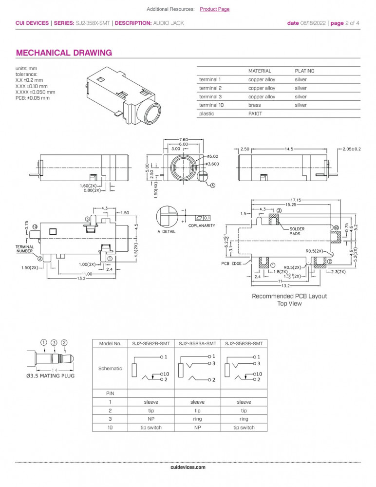 SJ2-3583A-SMT-TR datasheet page 2