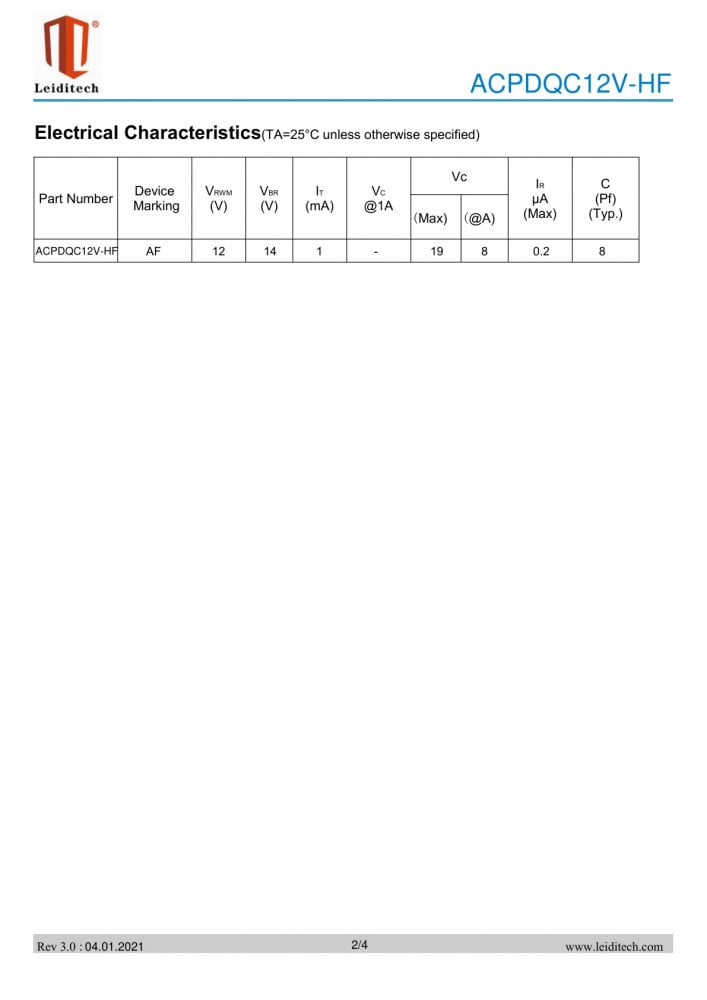 ACPDQC12V-HF datasheet page 2
