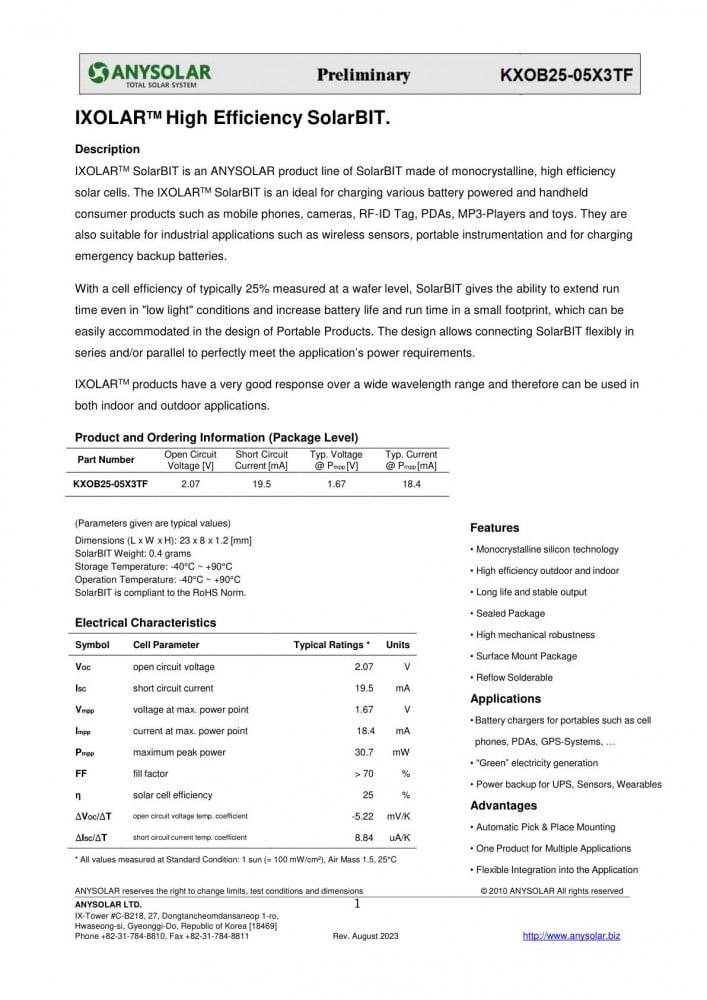 ANYSOLAR KXOB25-05X3TF-TB datasheet page 1