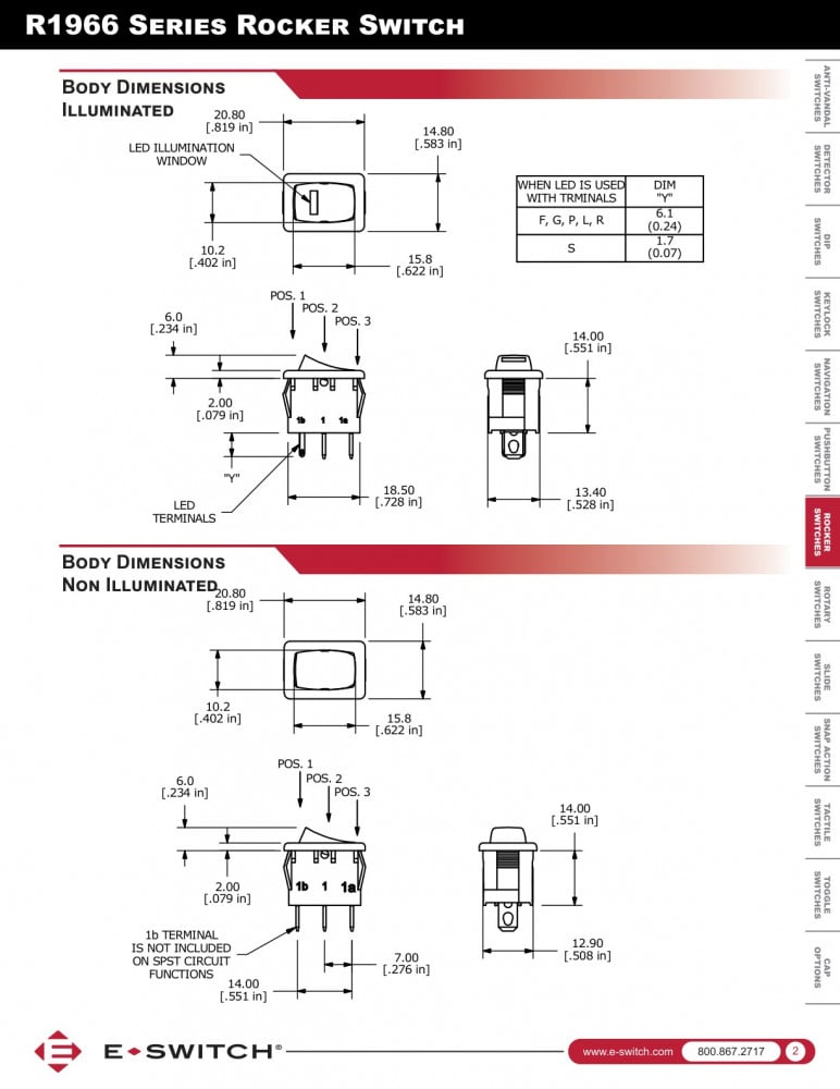 E-Switch R1966 technical document page 2