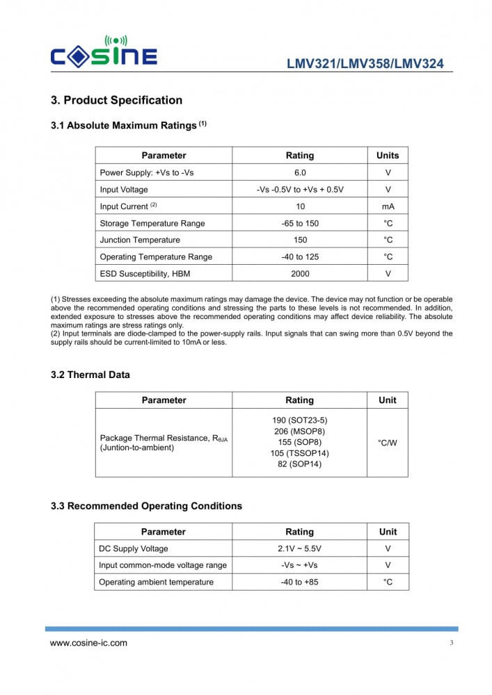 LMV358SR datasheet page 3