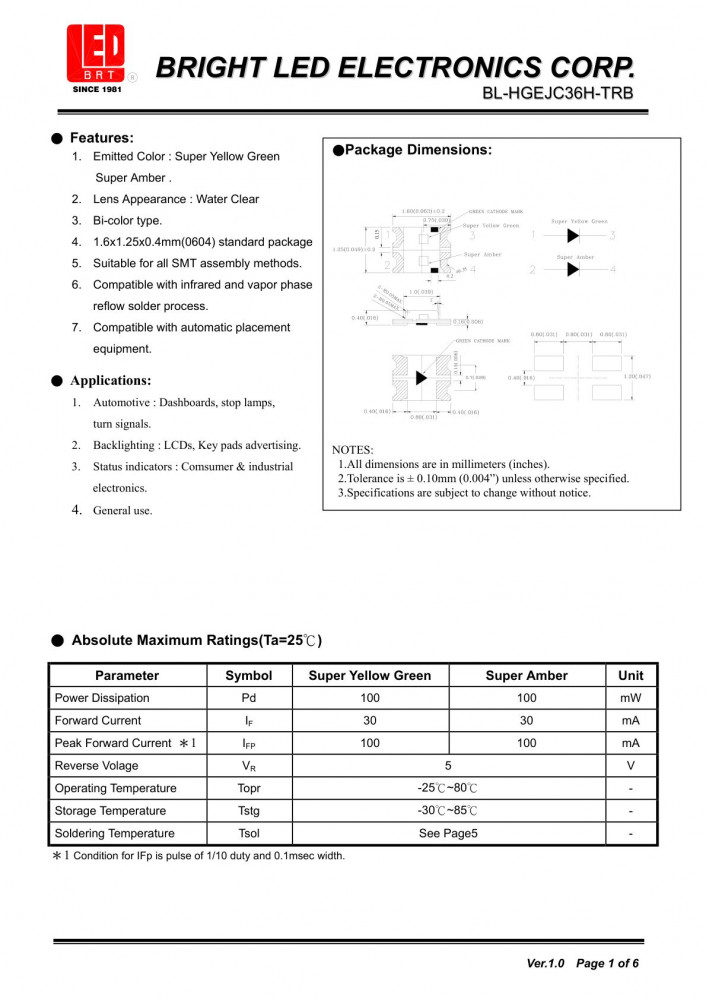 BL-HGEJC36H-TRB datasheet page 1