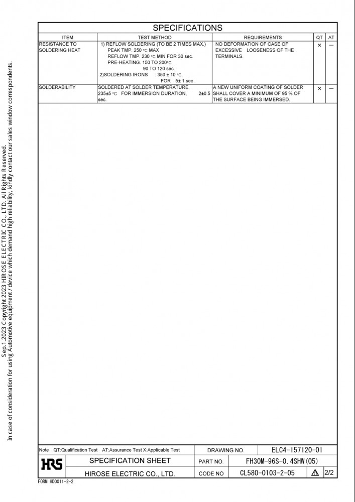 HRS FH30M-96S-0.4SHW(05) specification sheet page 2