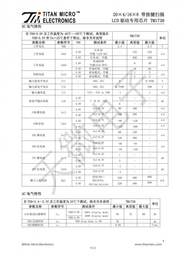 TM1730 datasheet page 4