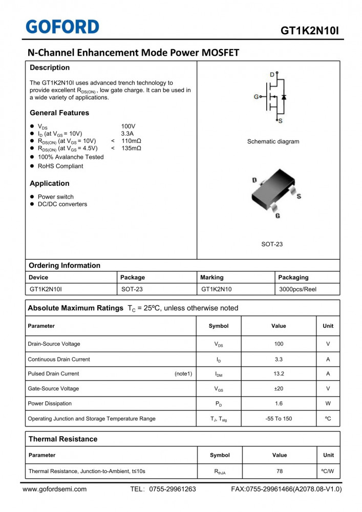 GT1K2N10I datasheet page 1
