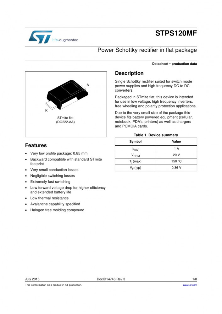 STPS120MF datasheet page 1