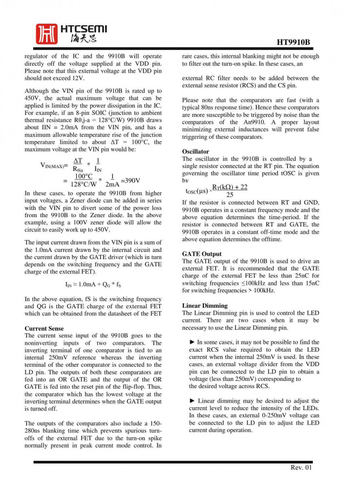 HT9910BRZ datasheet page 5