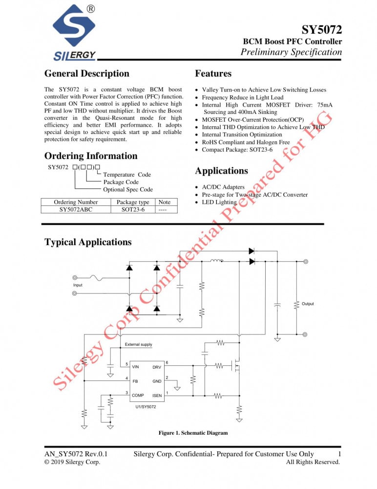 SY5072ABC datasheet page 1