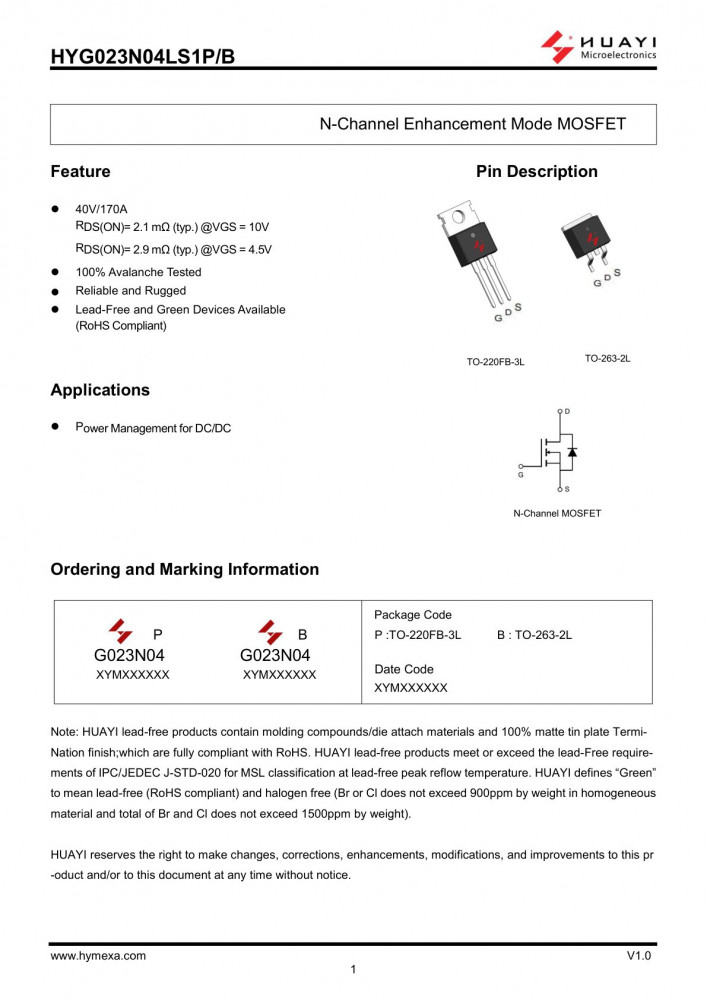 HYG023N04LS1P datasheet page 1