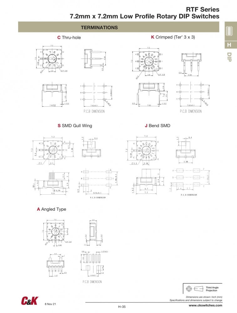 C&K RTF series technical document page 3