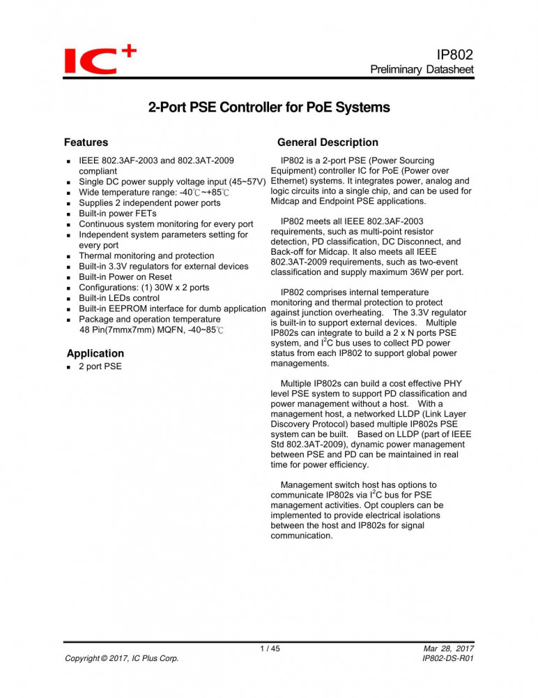 IP802 datasheet page 1