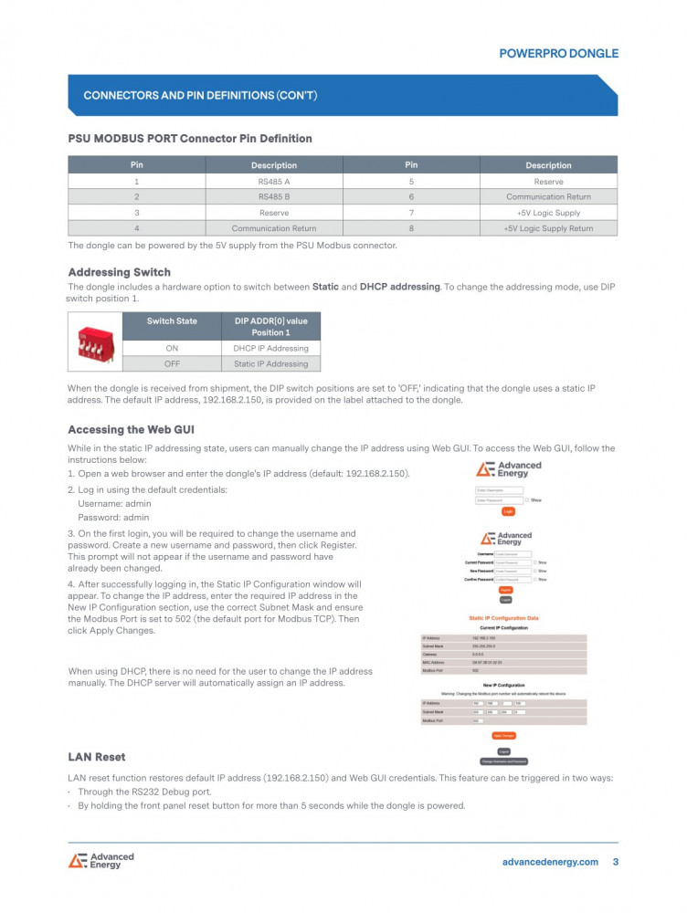 PowerPro Modbus adapter document page 3