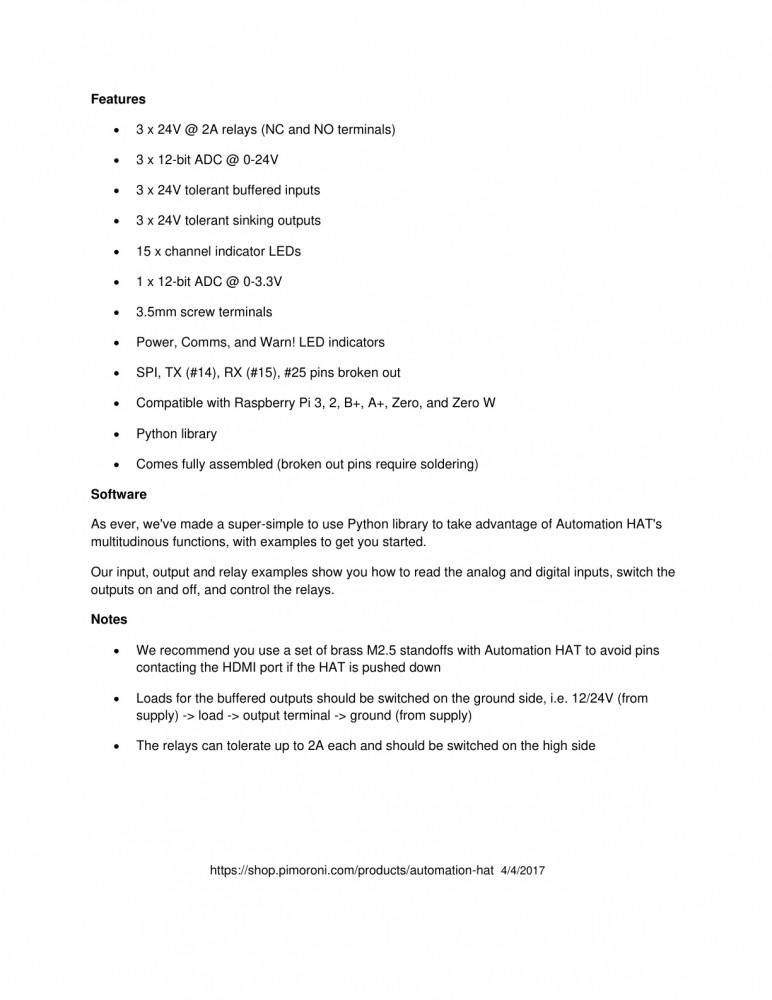 PIM213 Automation HAT technical document image 2