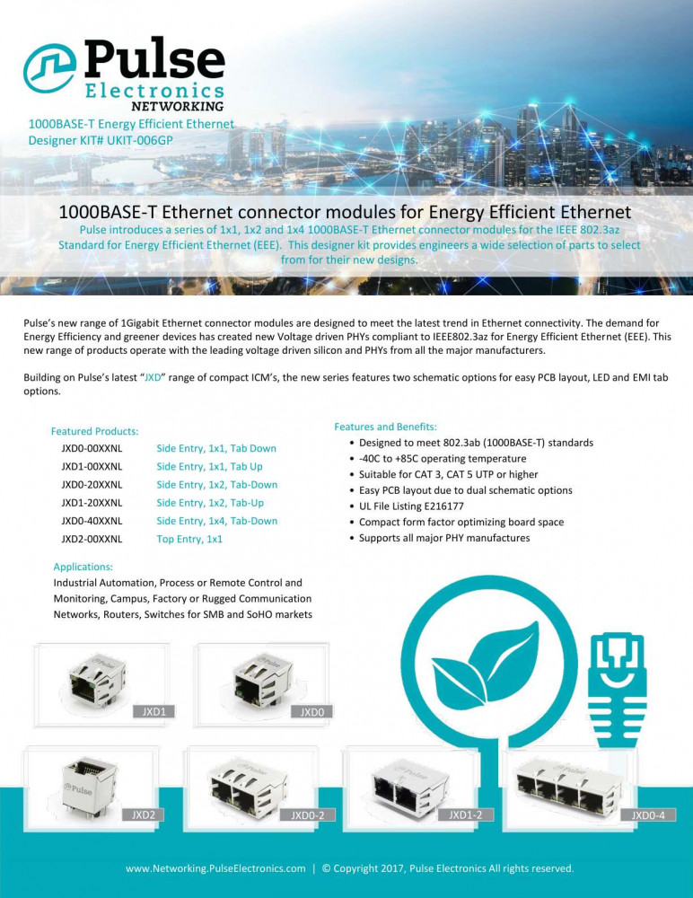 Technical document page 1 for the Ethernet connector module kit