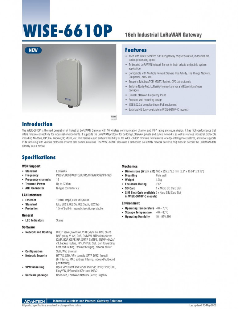 WISE-6610P technical document page 1