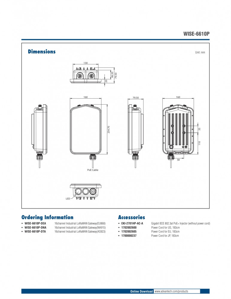 WISE-6610P technical document page 2