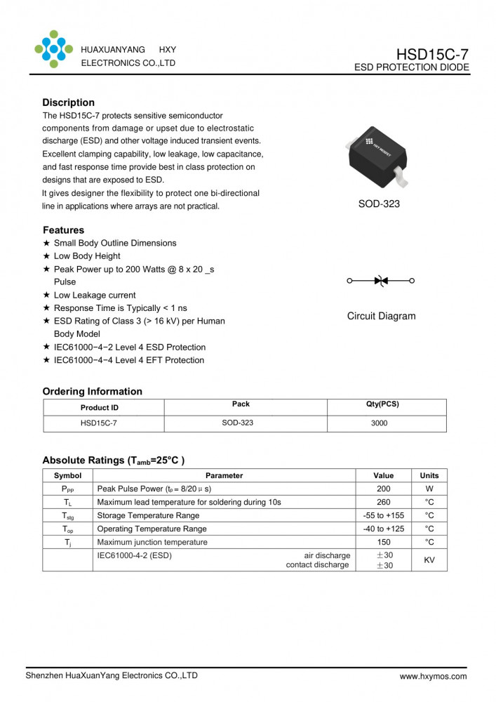 HSD15C-7 datasheet page 1