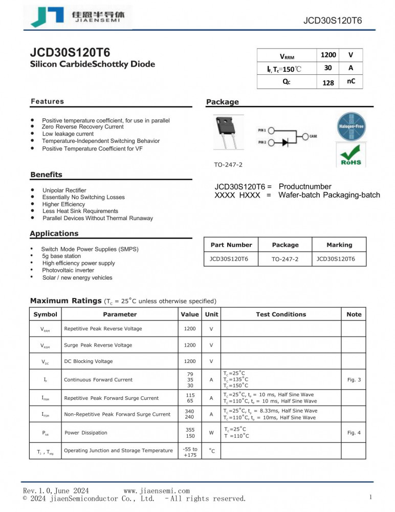 JCD30S120T6 datasheet page 1