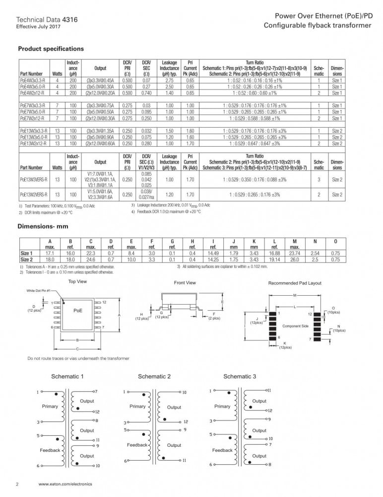 POE13W2VERS-R technical document page 2