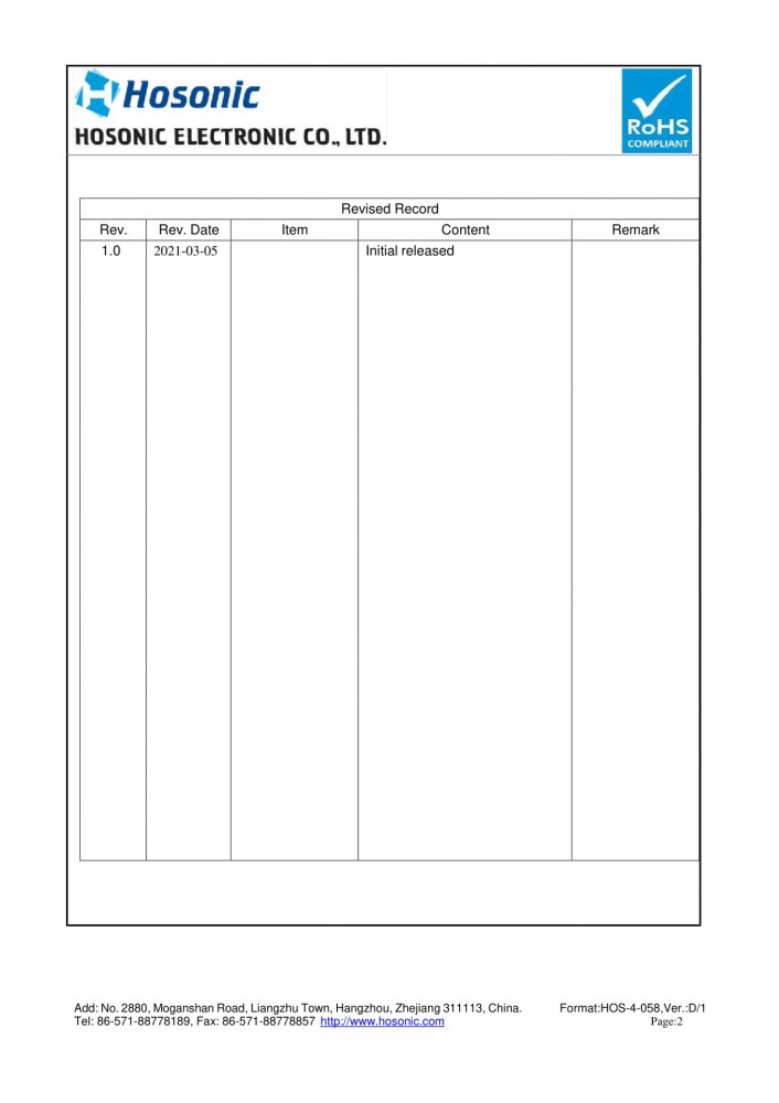 HOSONIC E1SB50E00000DE specification page 2