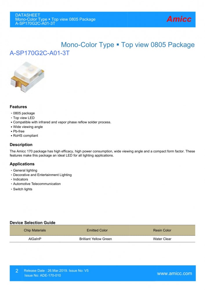 A-SP170G2C-A01-3T datasheet page 2