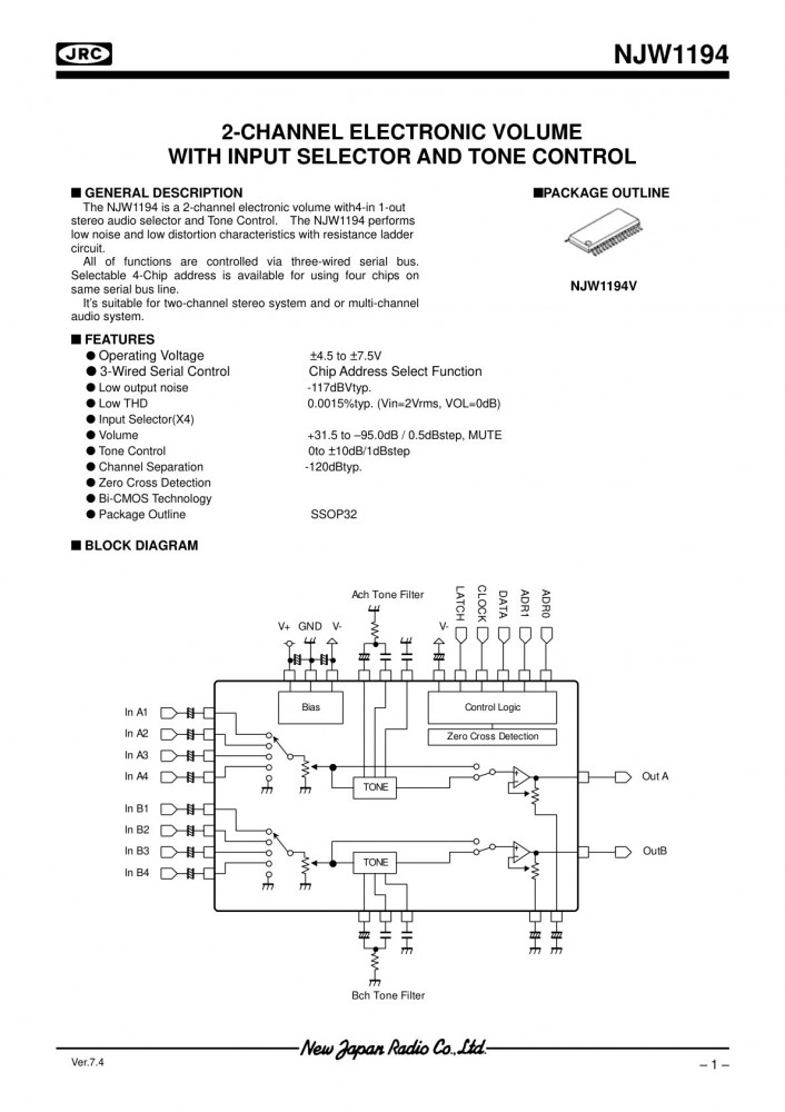 NJW1194 datasheet page 1