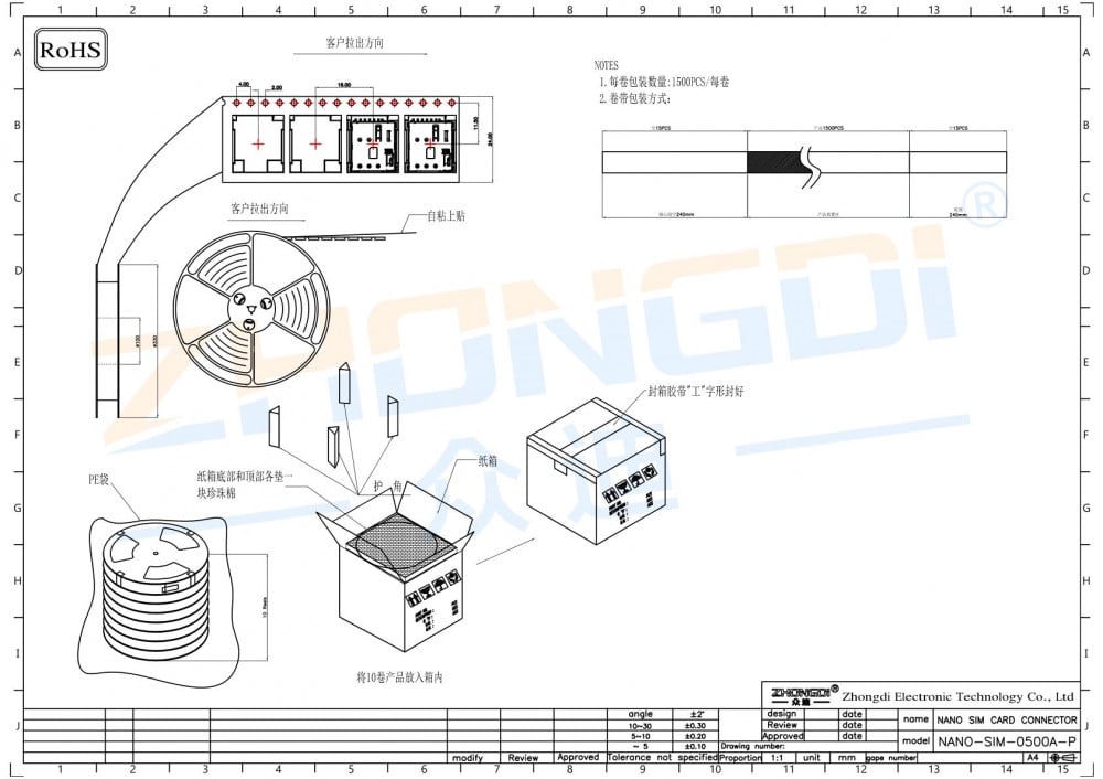 Zhongdi NANO-SIM-0500A-P technical document page 2