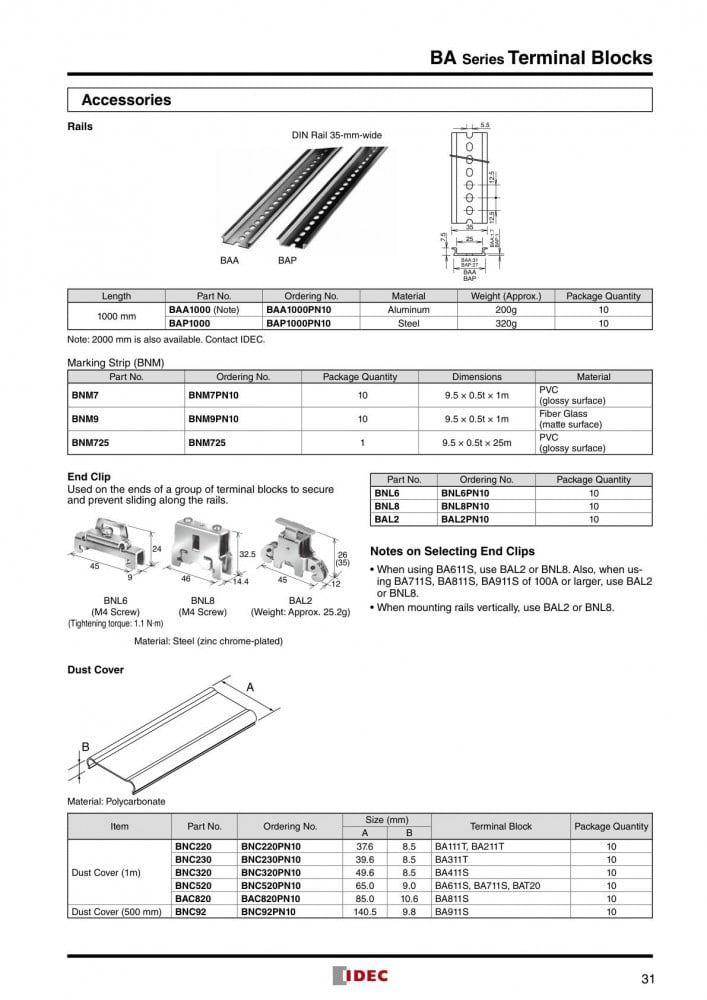 IDEC BA series terminal blocks document page 4