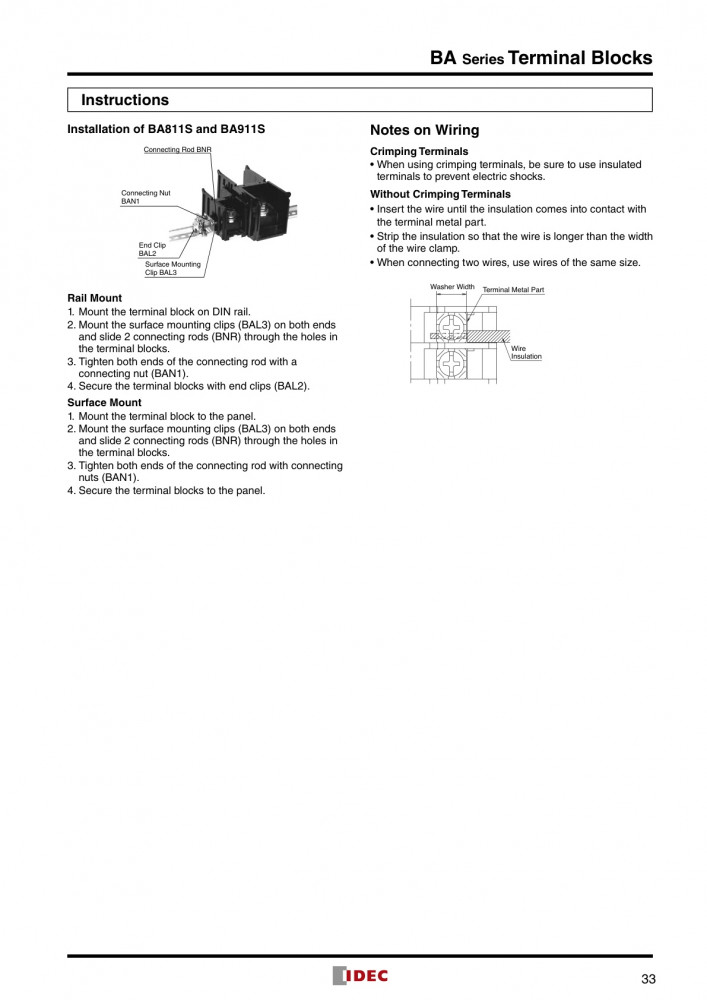 IDEC BA series terminal blocks document page 6