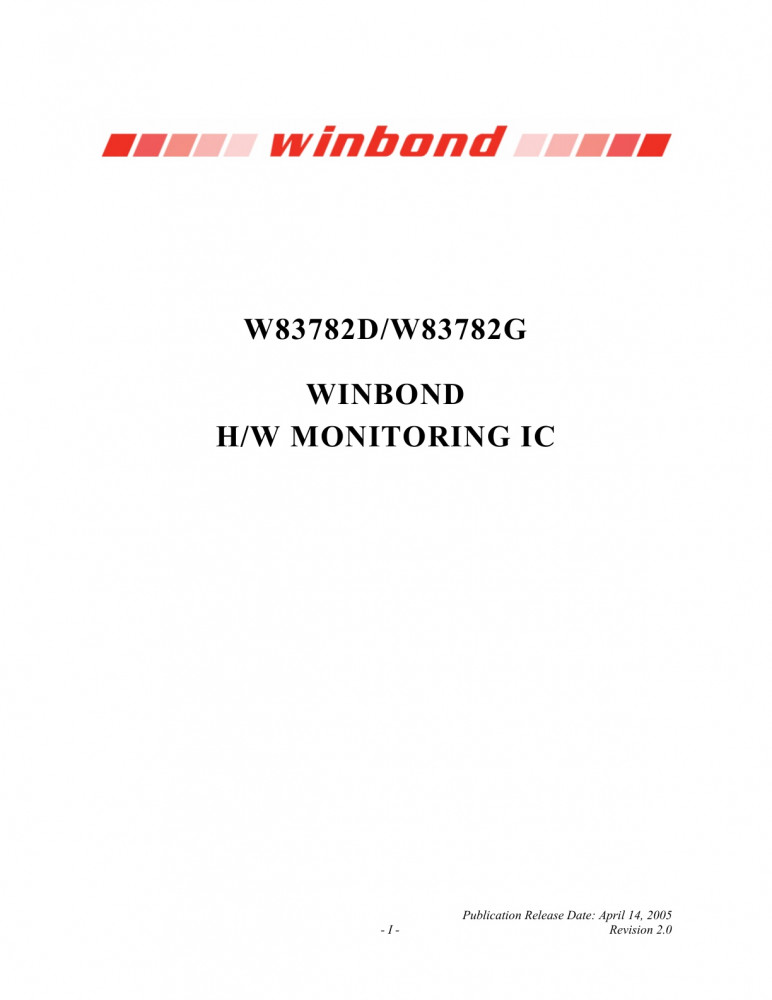 W83782G datasheet page 1