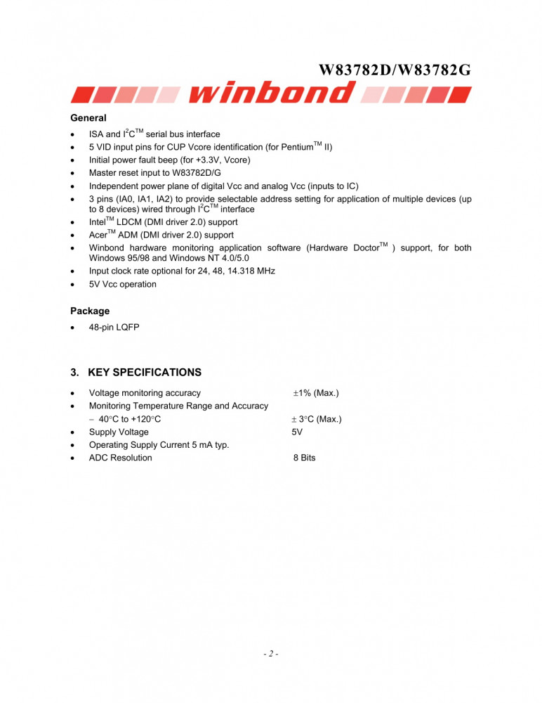 W83782G datasheet page 5