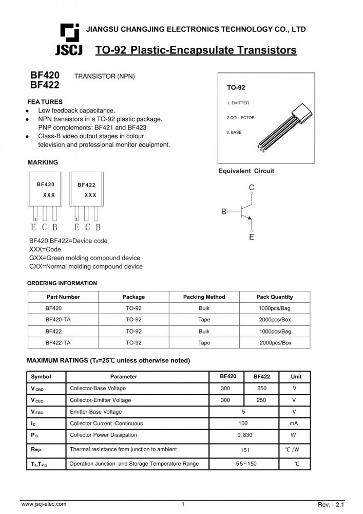 JSCJ BF420 datasheet page 1
