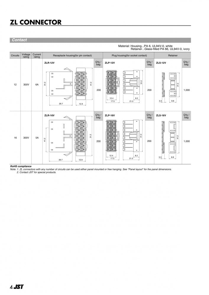 JST ZL connector catalog page 4