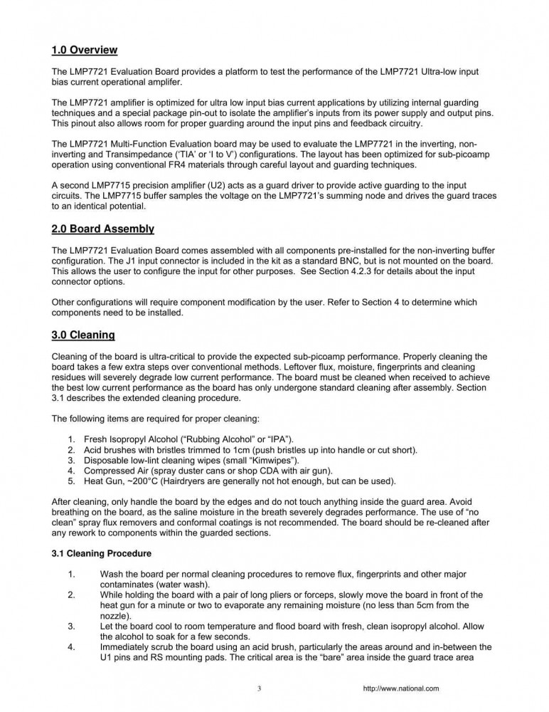 LMP7721 evaluation board document page 3