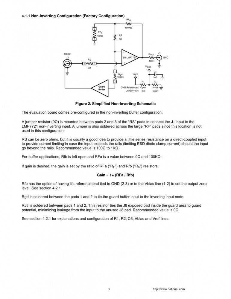 LMP7721 evaluation board document page 5