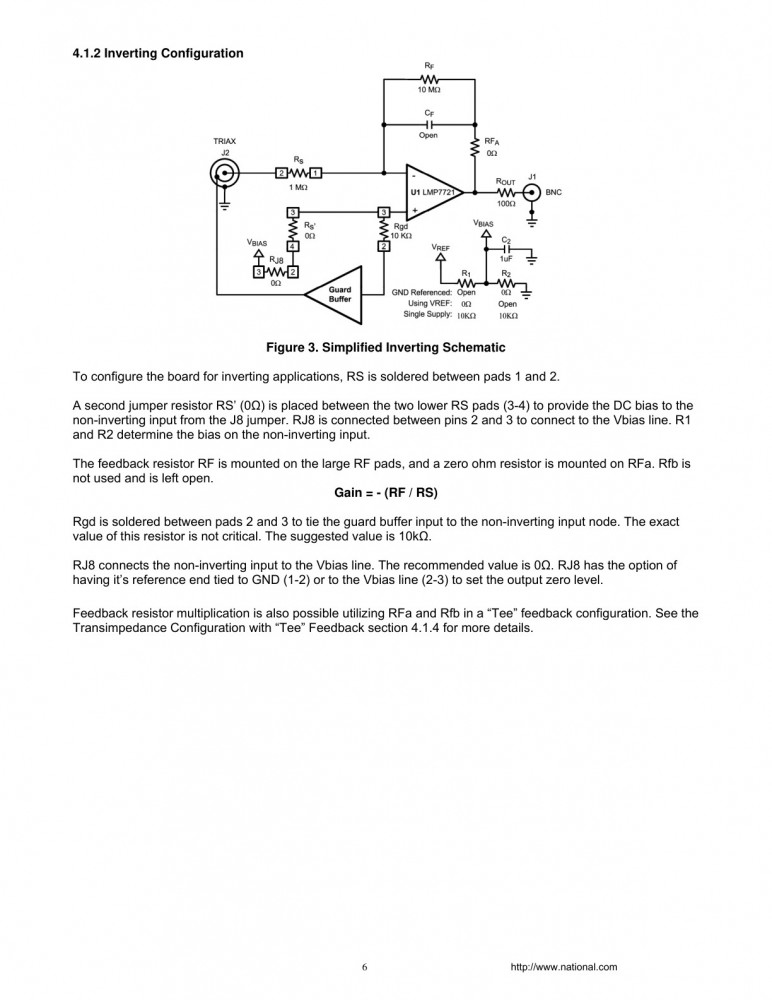 LMP7721 evaluation board document page 6