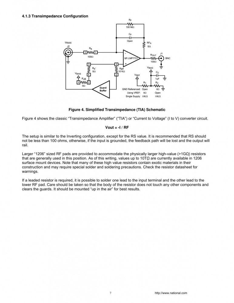LMP7721 evaluation board document page 7