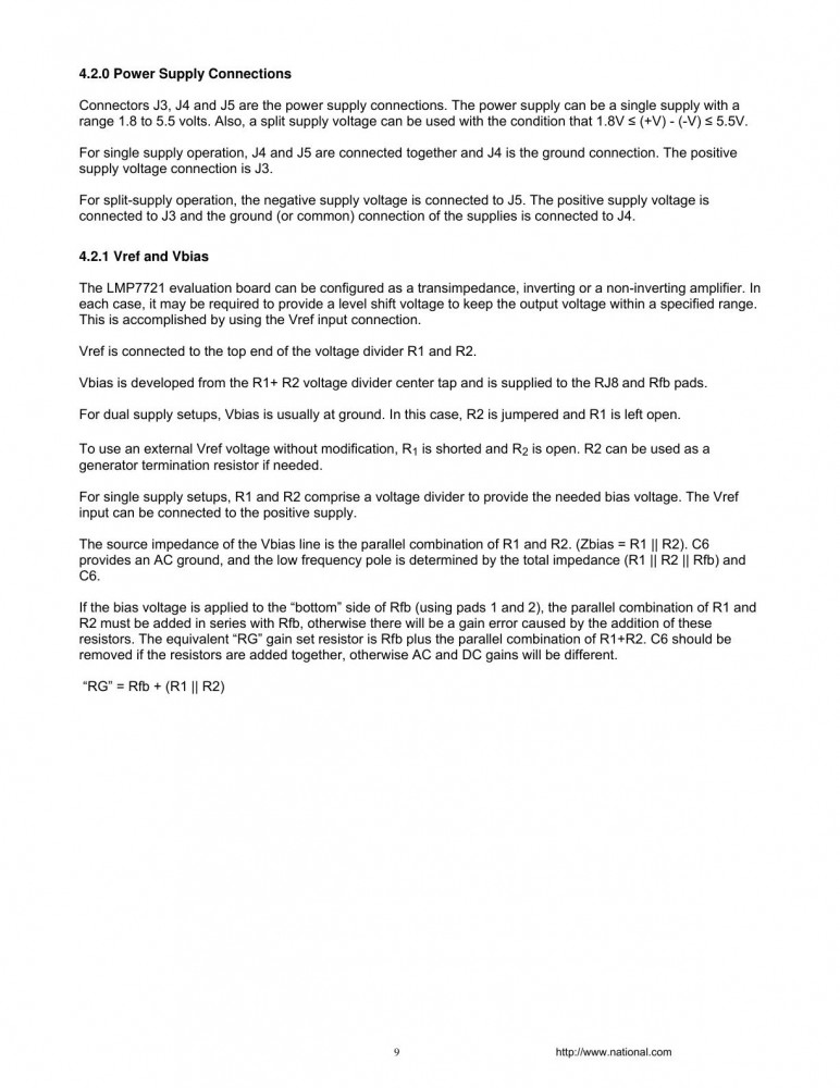 LMP7721 evaluation board document page 9