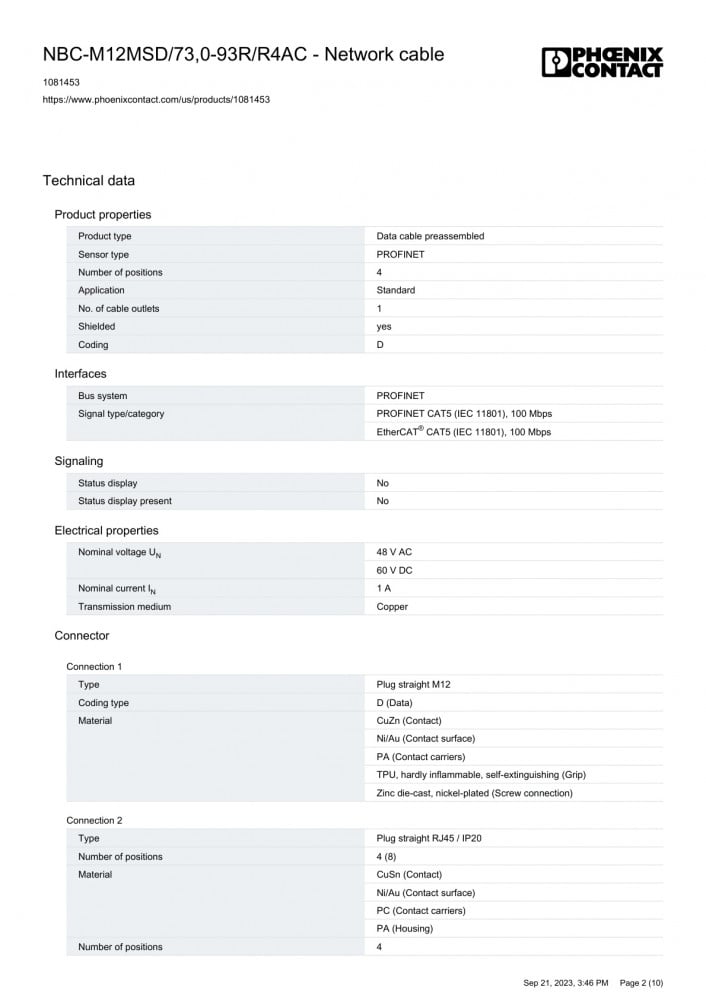Phoenix Contact 1081453 technical document page 2
