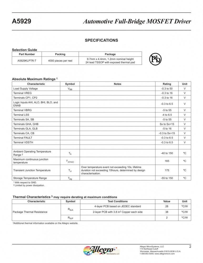 A5929 datasheet page 2