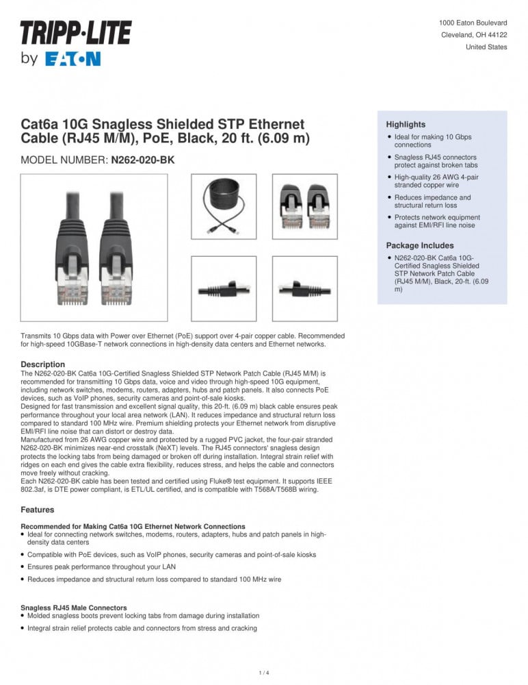 N262-020-BK technical document page 1